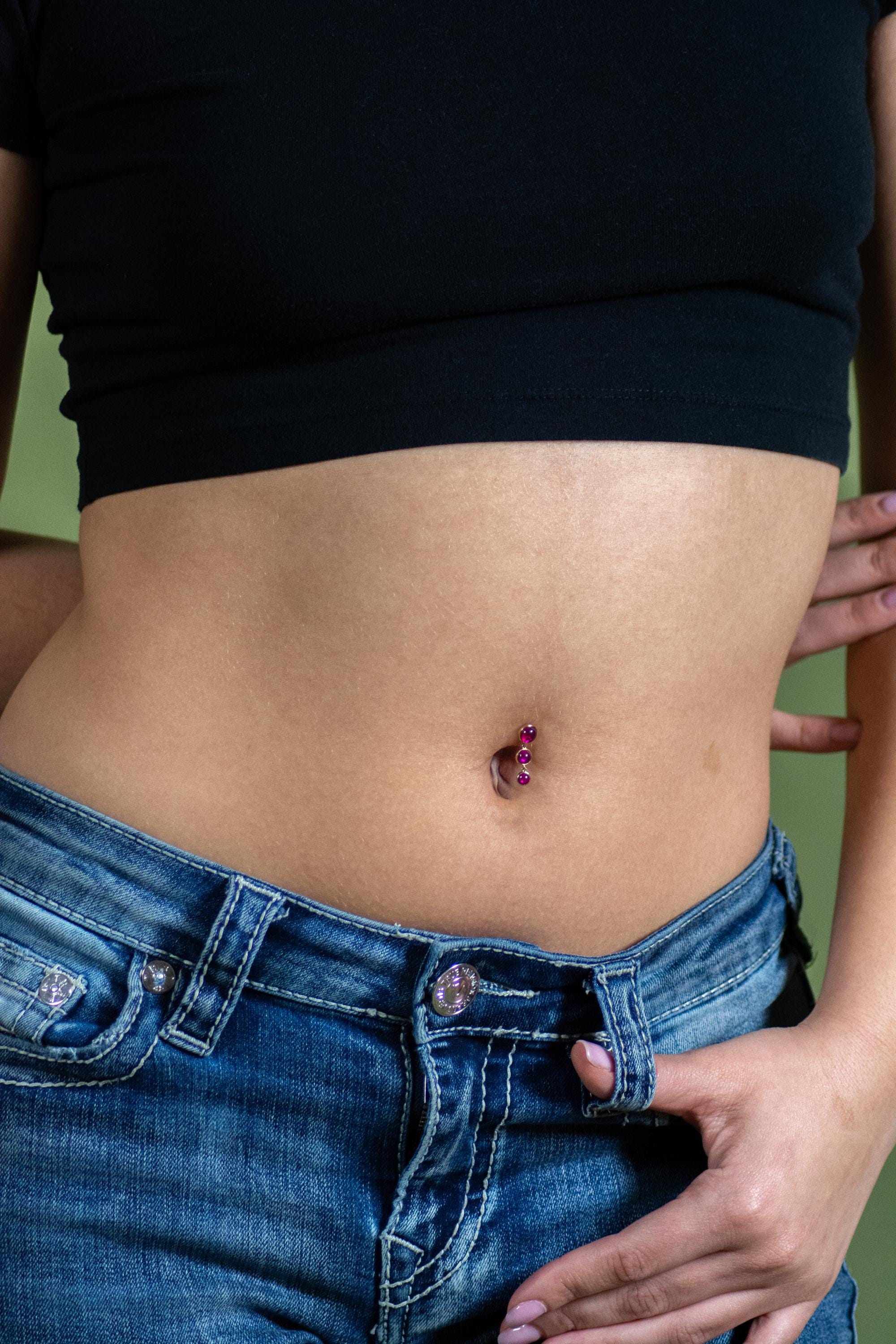 Ruby Dangle Floating Belly Ring in 14k Gold - Etsy