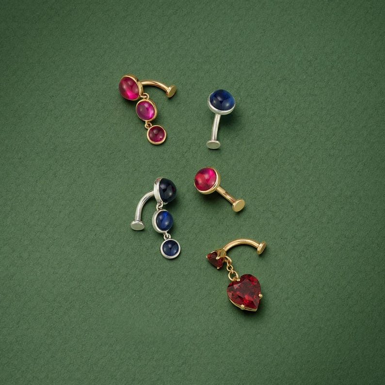 Ruby Dangle Floating Belly Ring in 14k Gold - Etsy