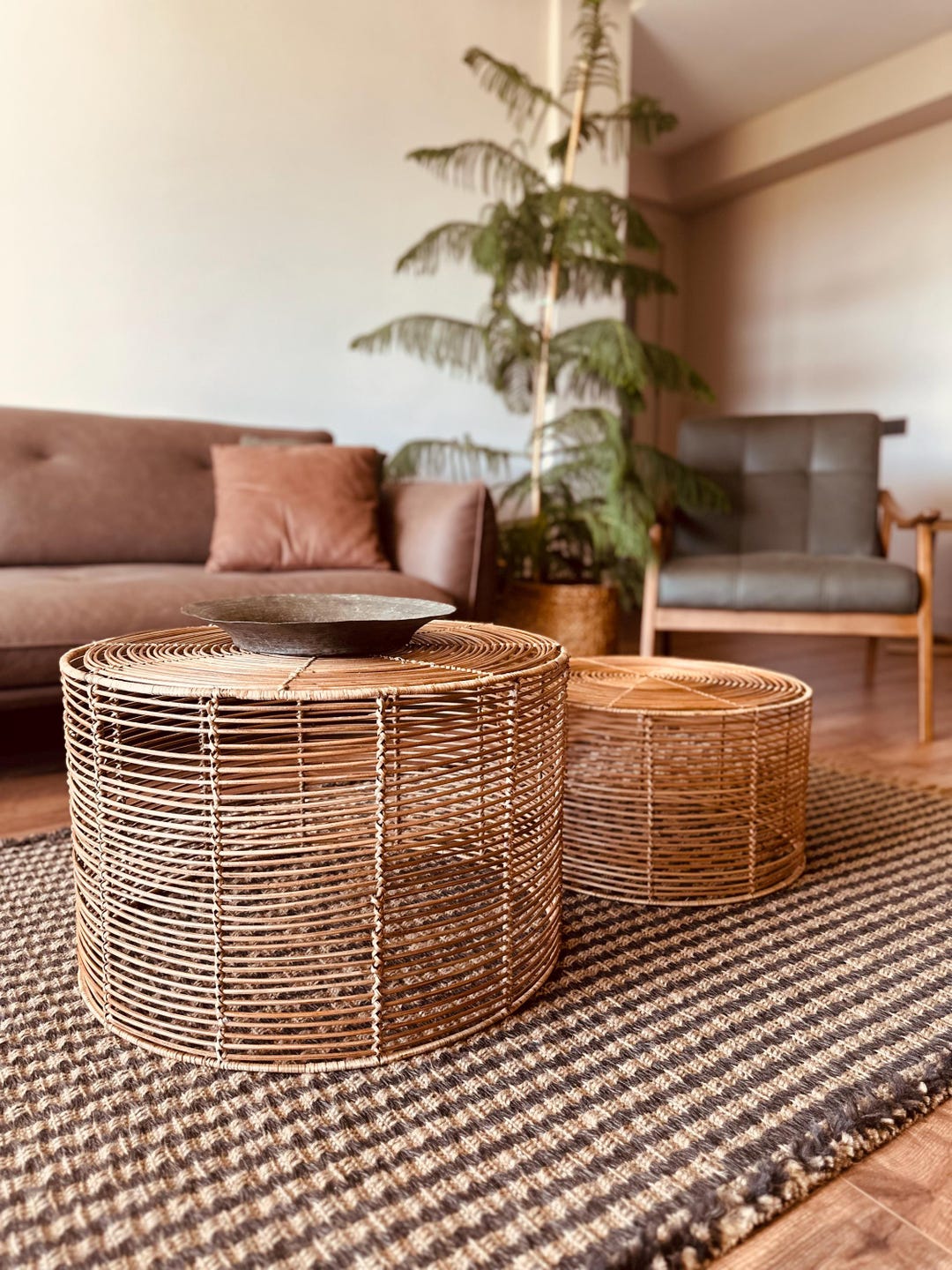 Natural Rattan Side Table | Handmade End Table | Eco-friendly ...