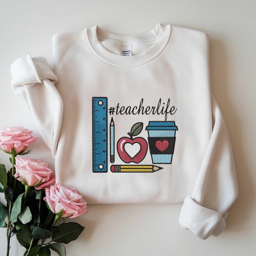 Teacher Life Embroidery Design, School Supplies Machine Embroidery ...