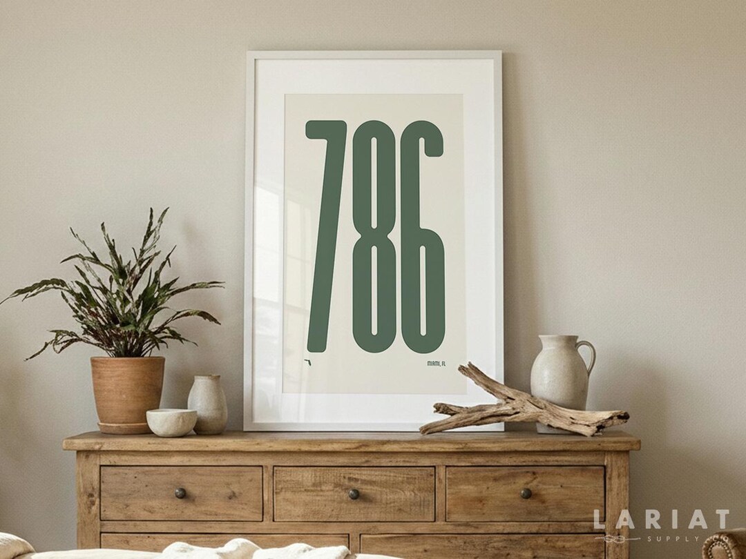 786 Area Code Poster Print, Miami Print, Florida Artwork, Typographic ...