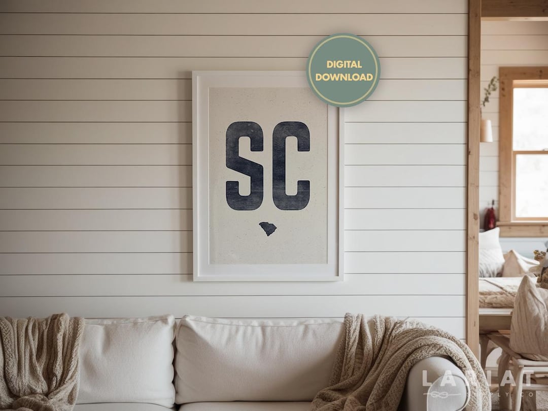 South Carolina State Print Download, Vintage Style Western Woodcut ...