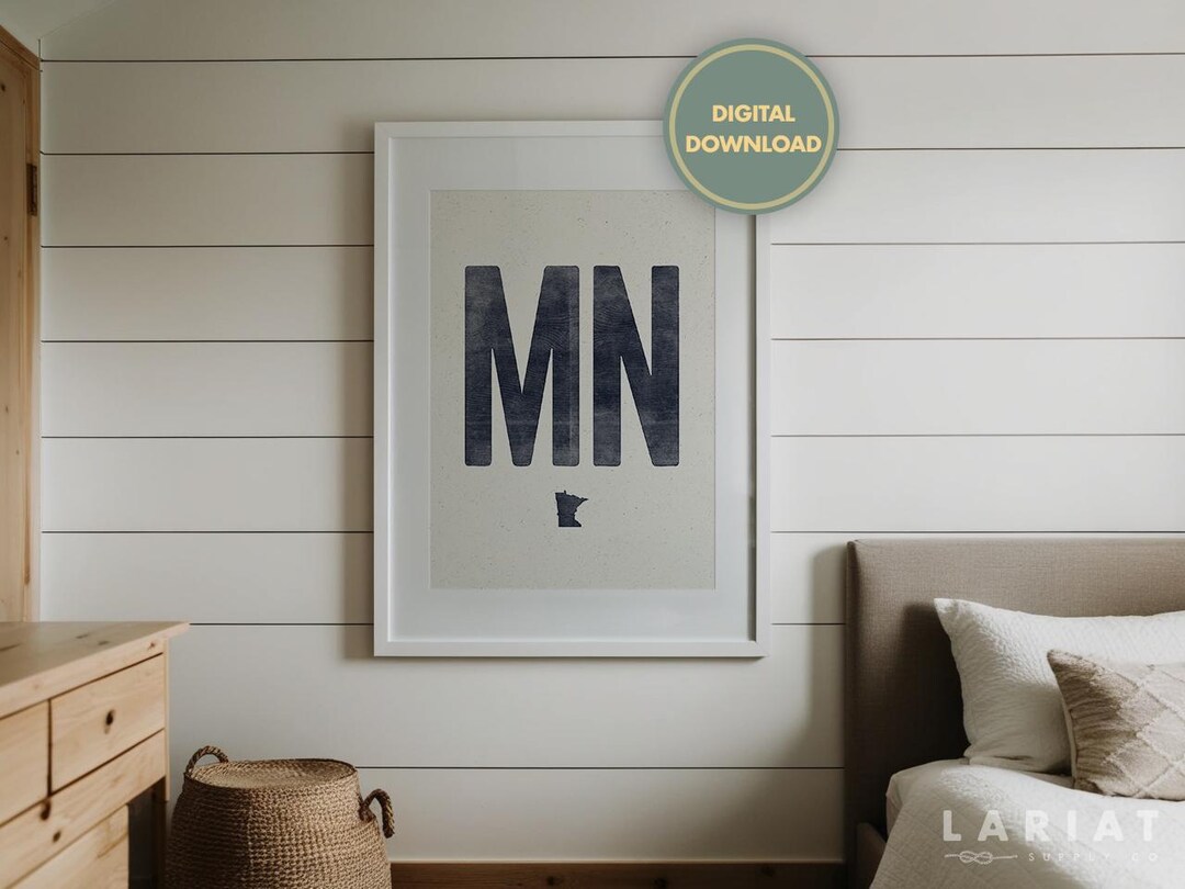 Minnesota State Poster Download, Vintage Style MN Wall Art, Woodcut ...