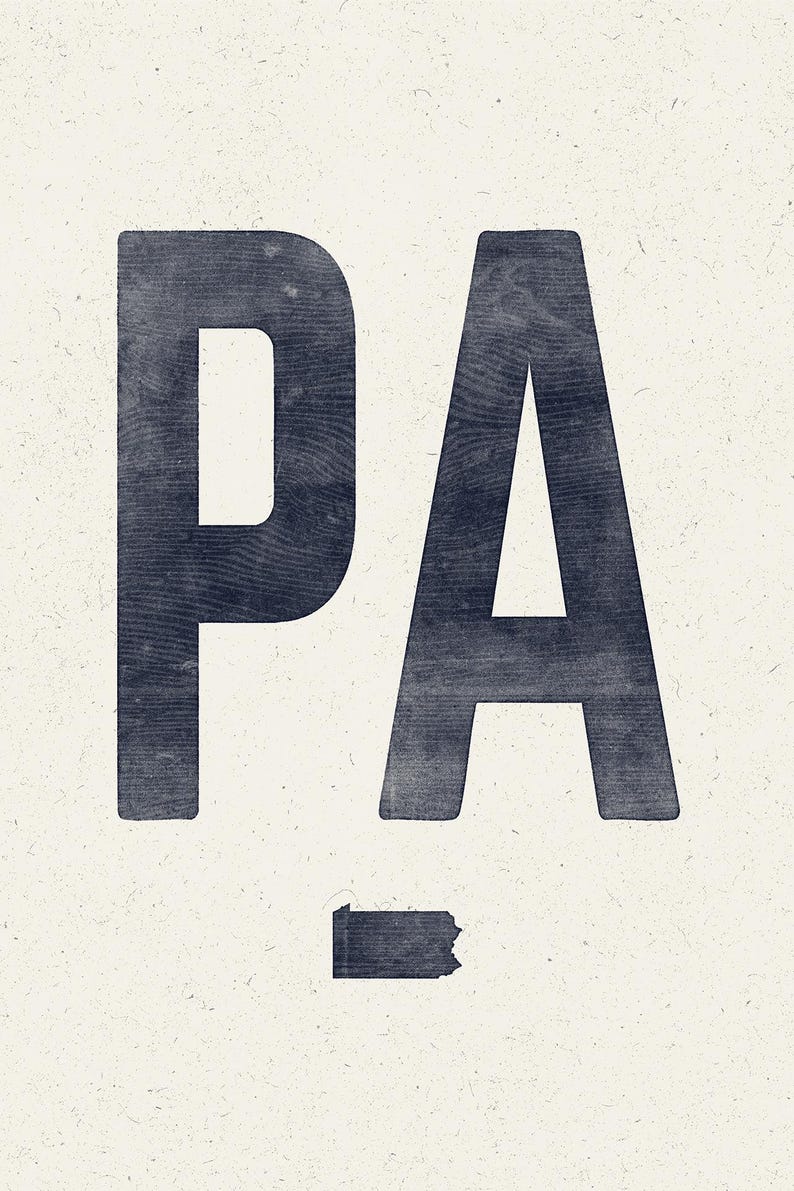 Pennsylvania State Poster Print, Vintage Style PA State Print ...