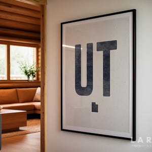Utah Poster Print, Vintage Style Woodcut Decor, Navy UT Print, State ...