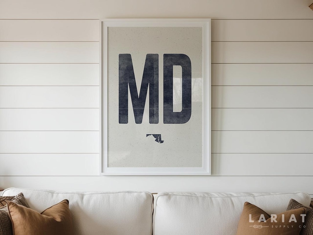 Maryland State Poster Print, MD Abbreviation Poster, Maryland Wall Art ...