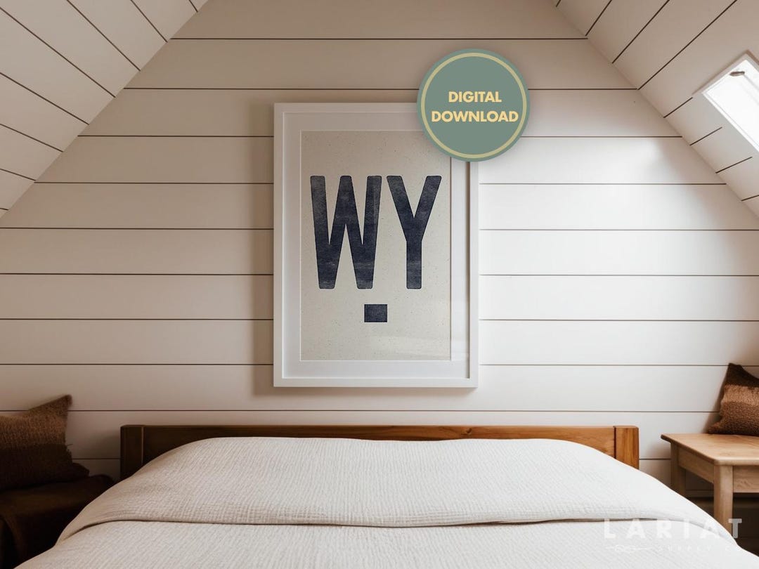 Wyoming State Poster Download, WY Abbreviation Wall Art, Distressed ...