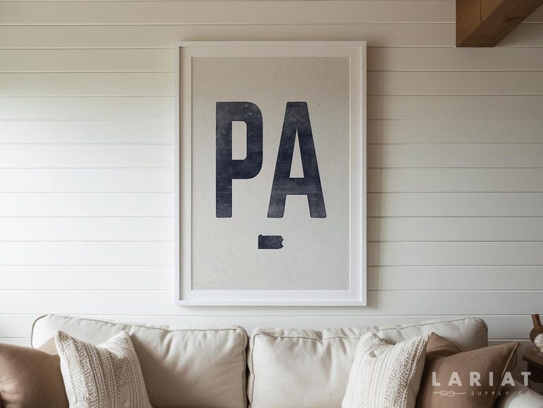 Pennsylvania State Poster Print, Vintage Style PA State Print ...