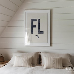 Florida State Poster, Distressed FL Abbreviation Print, Vintage Woodcut ...