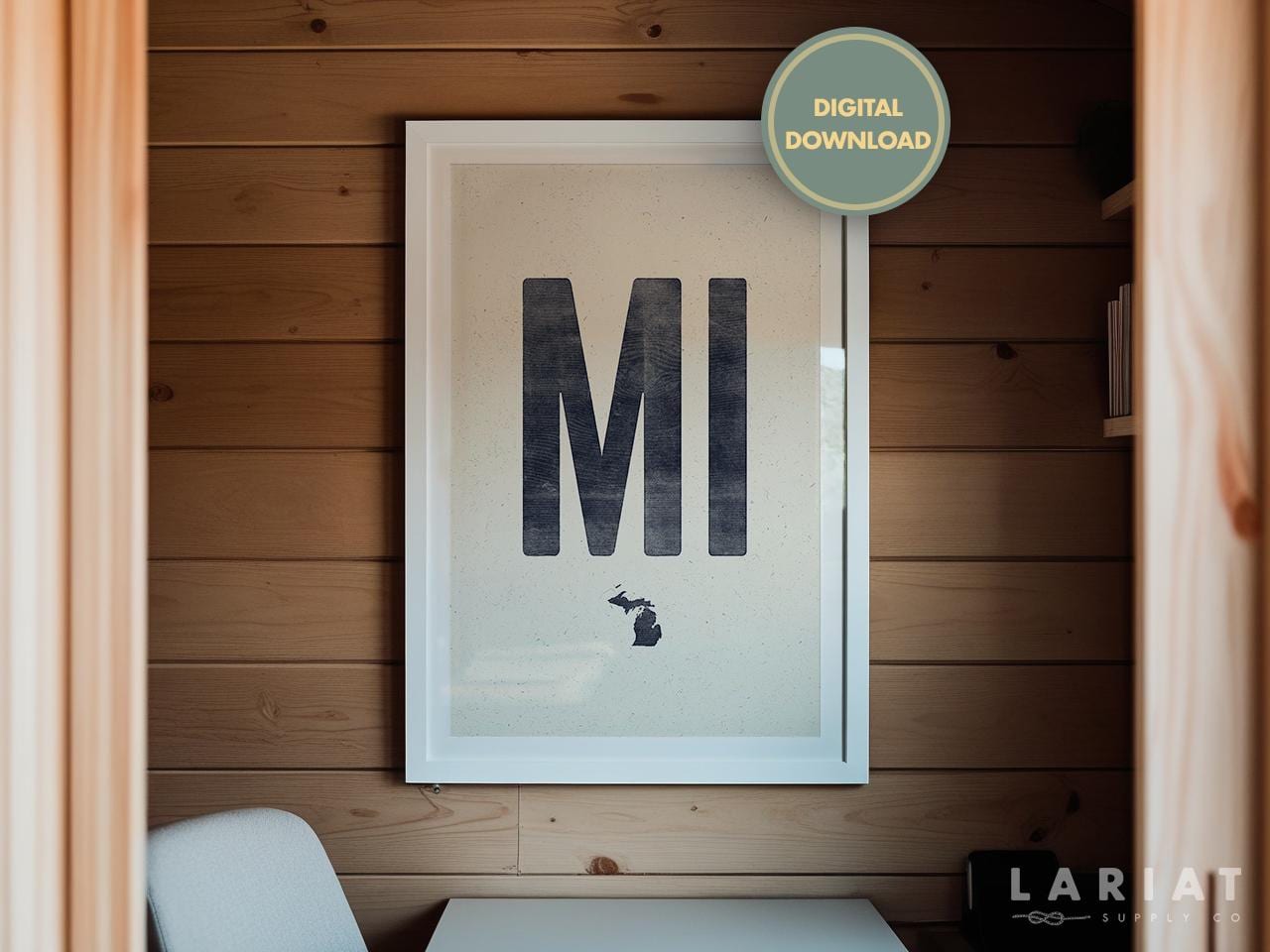 Michigan State Poster Download, MI Abbreviation Wall Art, Woodcut ...