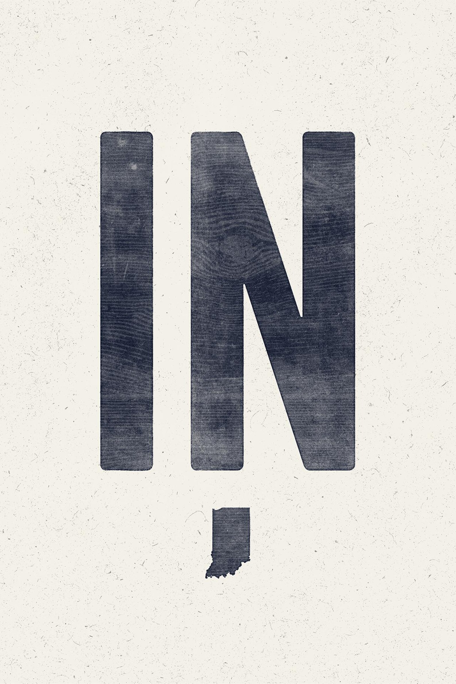 Indiana Poster Print, Vintage Style Woodcut Decor, Navy IN Print, State ...