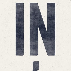 Indiana Poster Print, Vintage Style Woodcut Decor, Navy IN Print, State ...