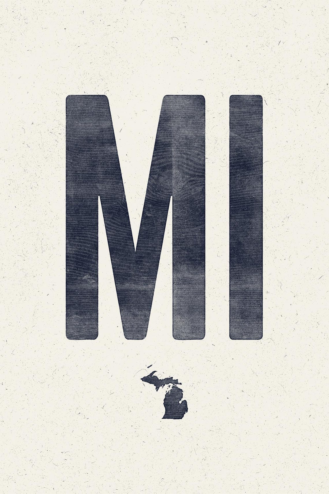 Michigan State Poster Download, MI Abbreviation Wall Art, Woodcut ...