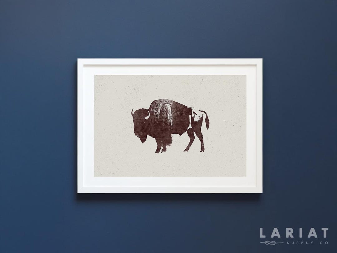 Buffalo Poster, American Bison Print Art, Wall Art, Western Print ...
