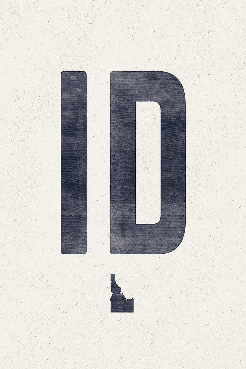 Idaho State Poster Download, Distressed Vintage Style Woodcut Idaho ...