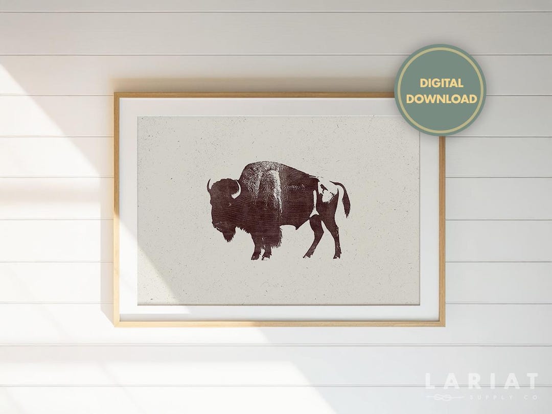 Buffalo Poster Download, American Bison Print, Rustic Art, Western Wall ...