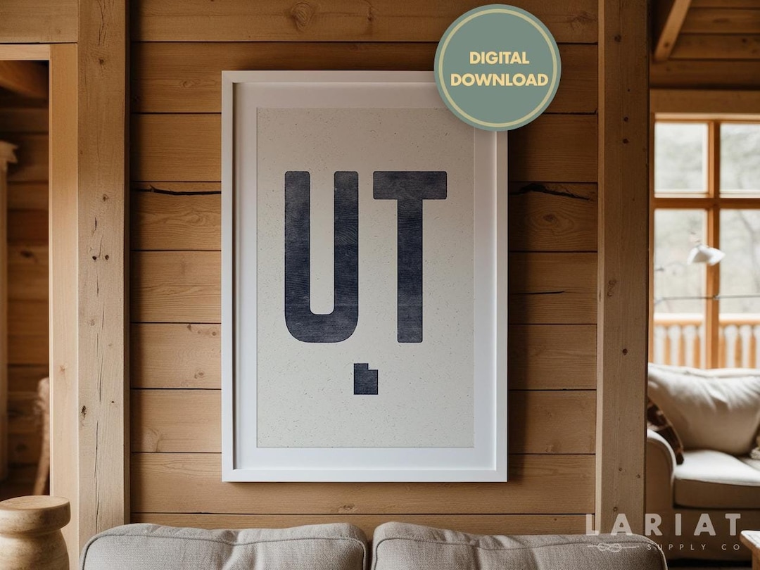 Utah Print Download, Vintage Style Woodcut Wall Art, Navy UT Poster ...