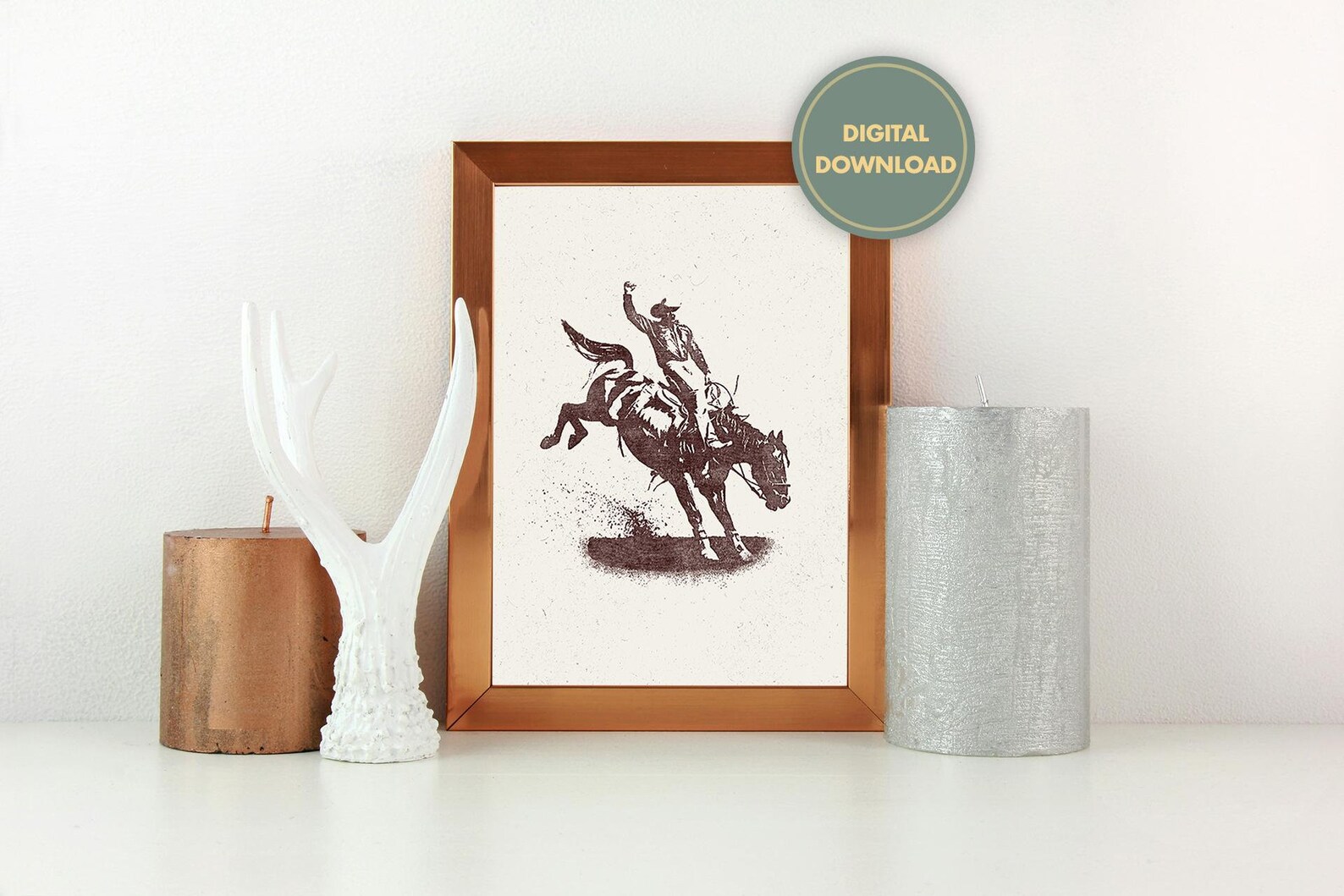 Woodcut Bronco Print, Rustic Poster, Vintage Style, Cowboy Wall Art ...