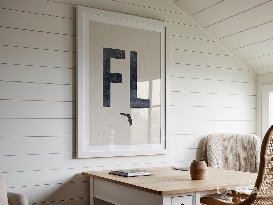 Florida State Poster, Distressed FL Abbreviation Print, Vintage Woodcut ...