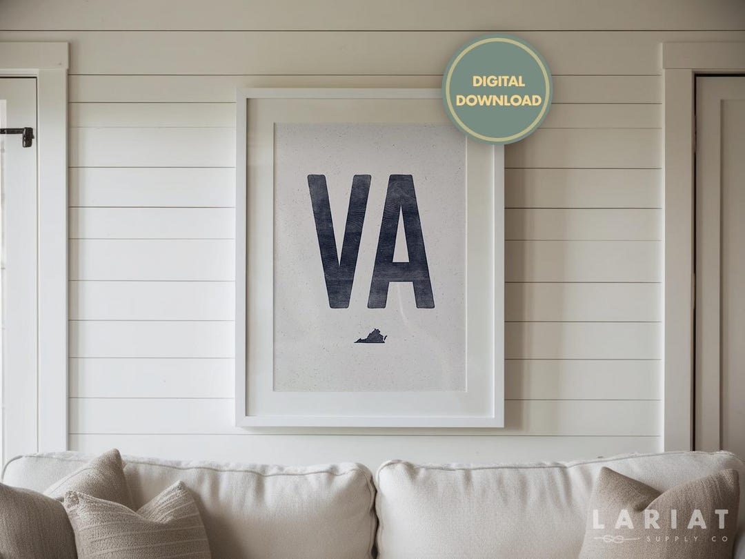 Virginia State Poster Download, VA State Outline Print, Virginia ...