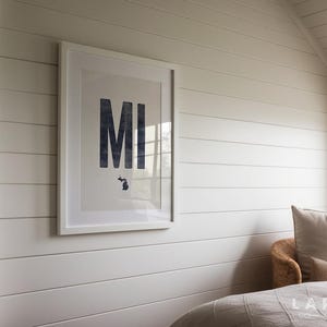 Michigan State Poster Download, MI Abbreviation Wall Art, Woodcut ...