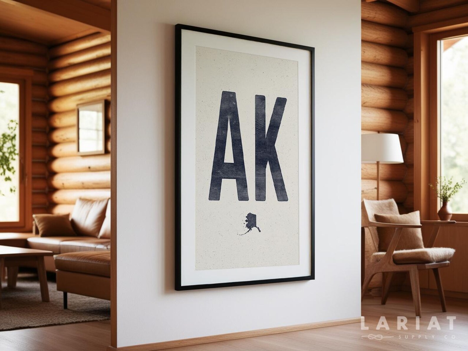 Alaska State Poster, Vintage Style Woodcut Wall Art, Navy AK Poster ...