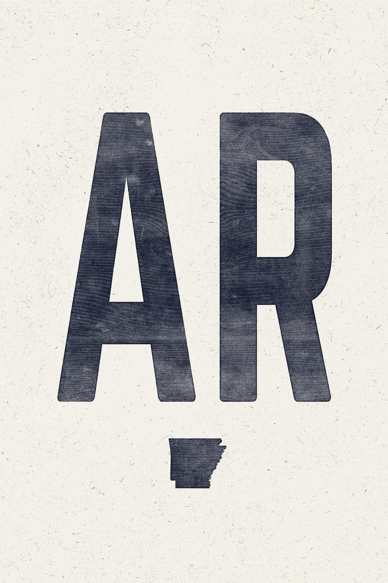 Arkansas Poster Print, Vintage Style Woodcut Decor, Navy AR Print ...