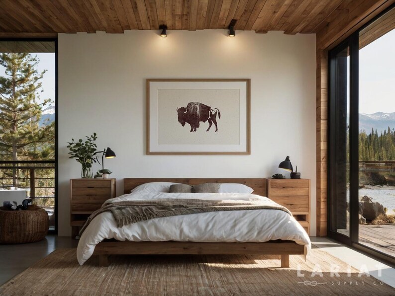 Buffalo Poster, American Bison Print Art, Wall Art, Western Print ...