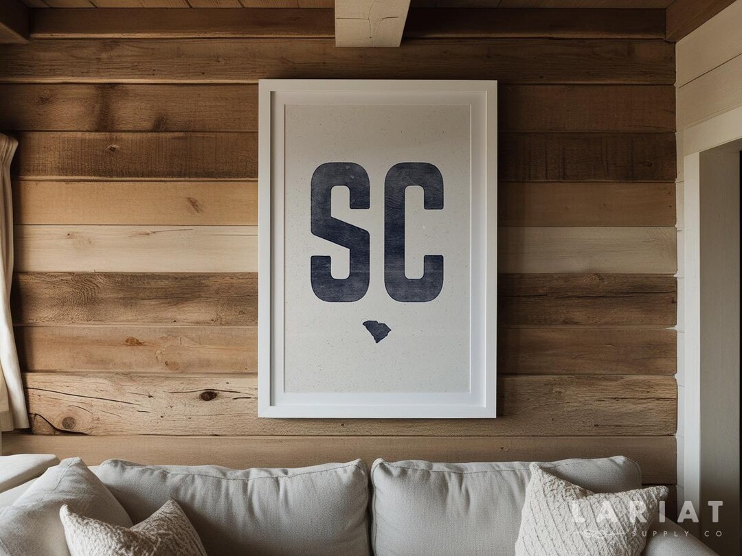South Carolina State Print, Vintage Style Woodcut Poster, South ...