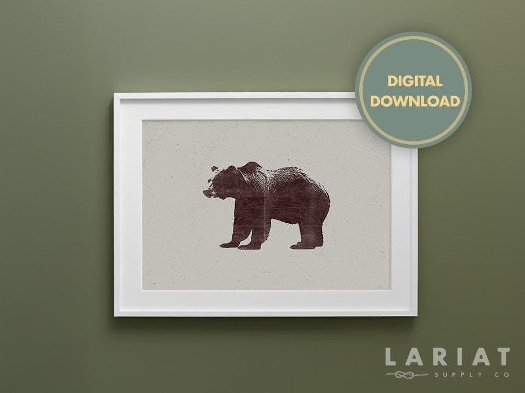 Brown Bear Print, Woodland Art Print, Digital Download Poster, Wildlife ...