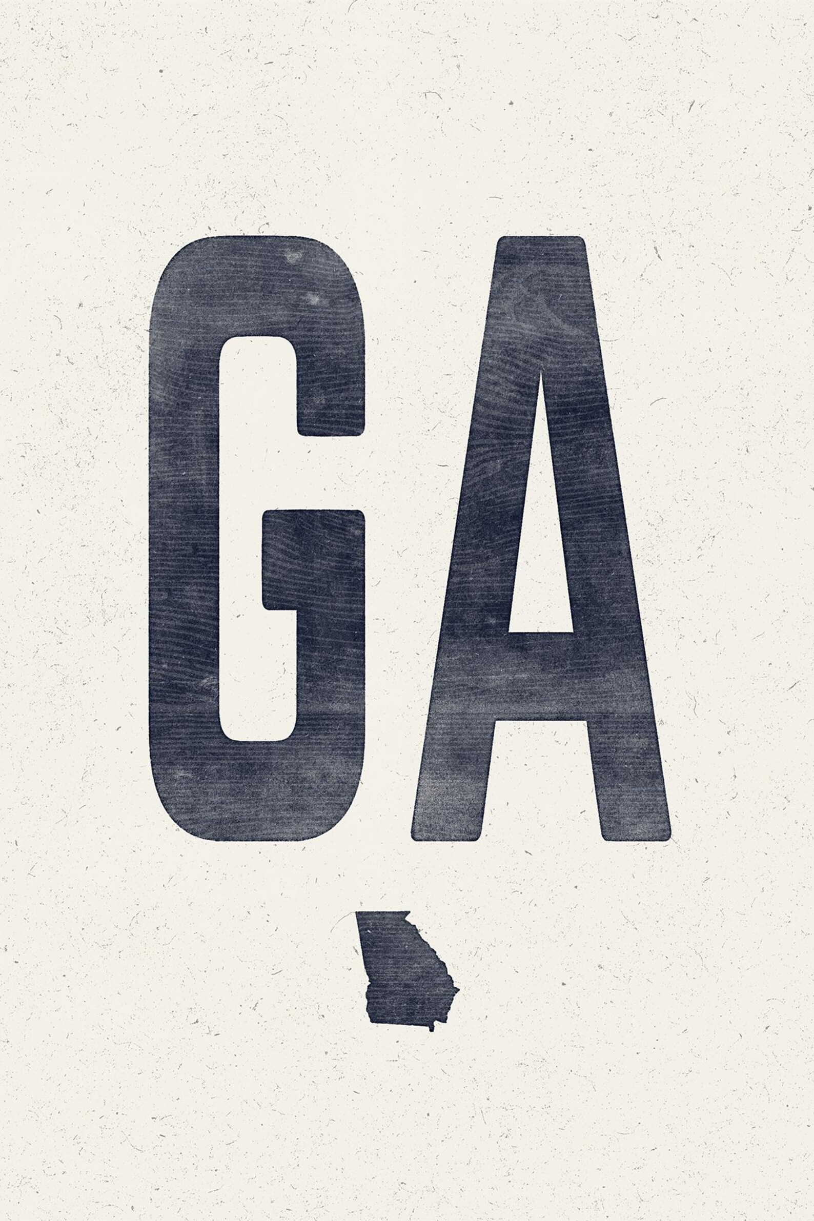 Georgia State Print, Georgia Abbreviation Poster, Woodcut Wall Art ...