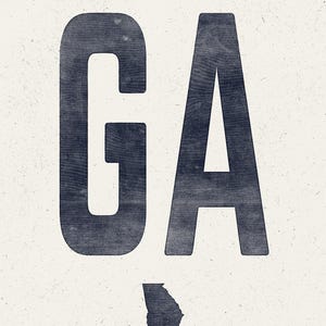 Georgia State Print, Georgia Abbreviation Poster, Woodcut Wall Art ...