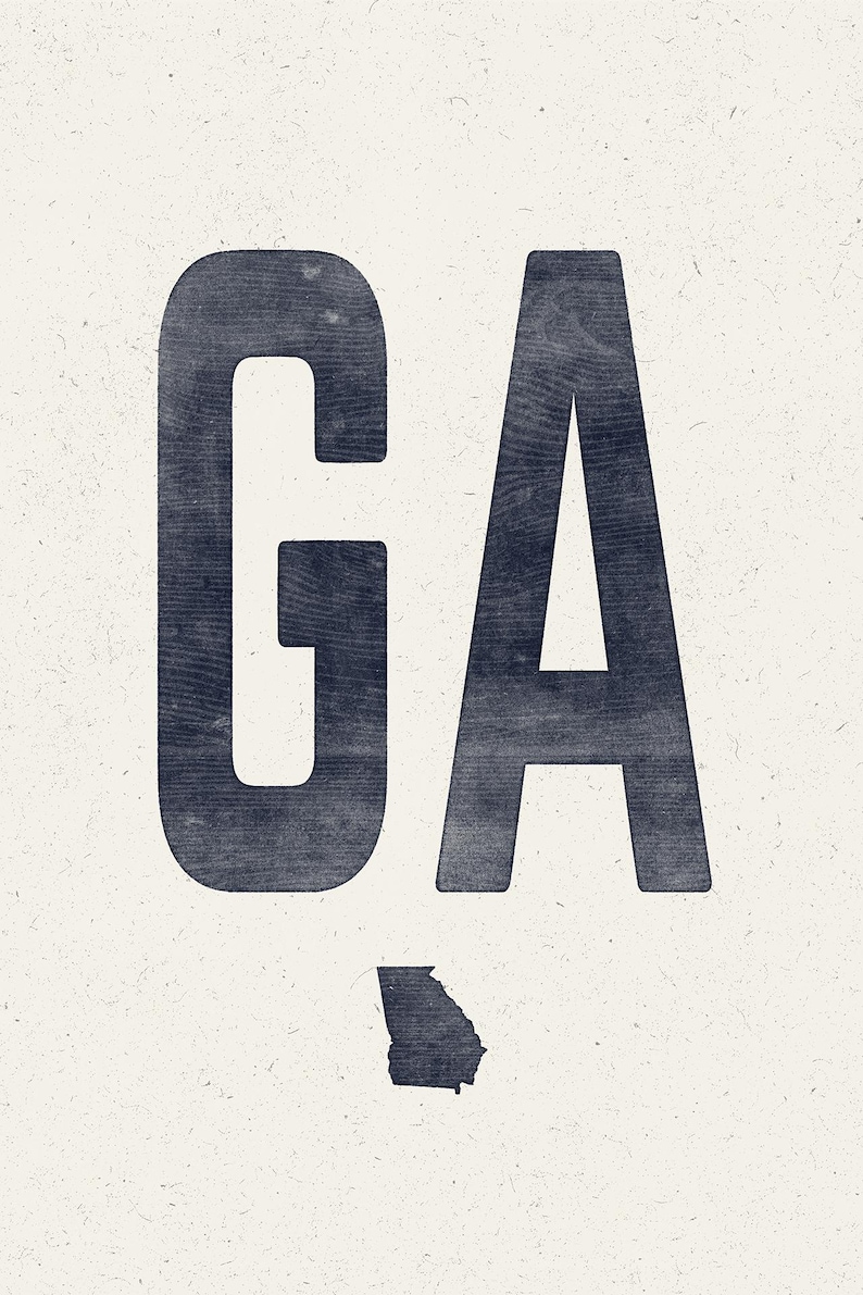 Georgia State Print, Georgia Abbreviation Poster, Woodcut Wall Art ...