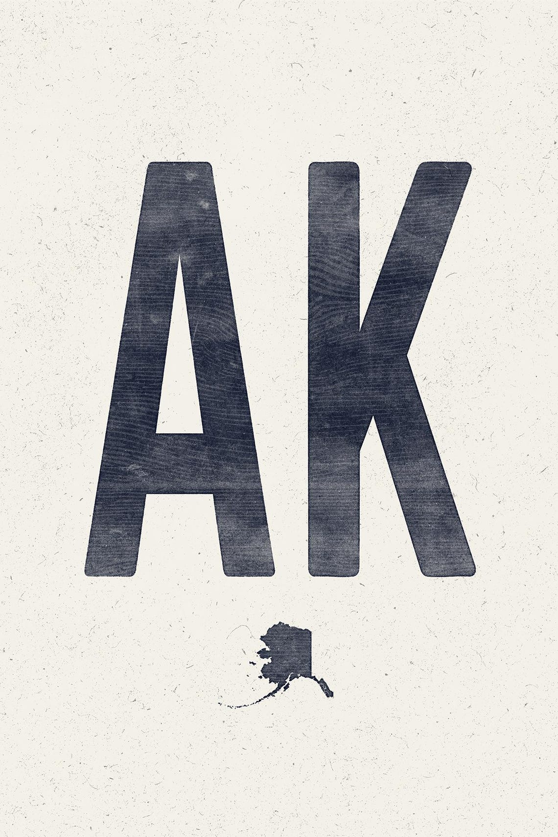 Alaska State Poster, Vintage Style Woodcut Wall Art, Navy AK Poster ...