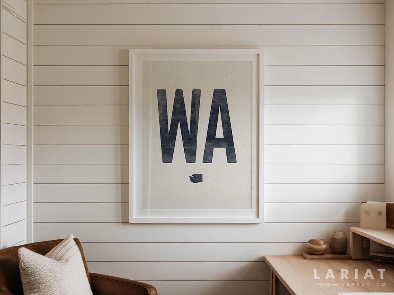Washington State Poster Print, WA Abbreviation Print, Washington ...