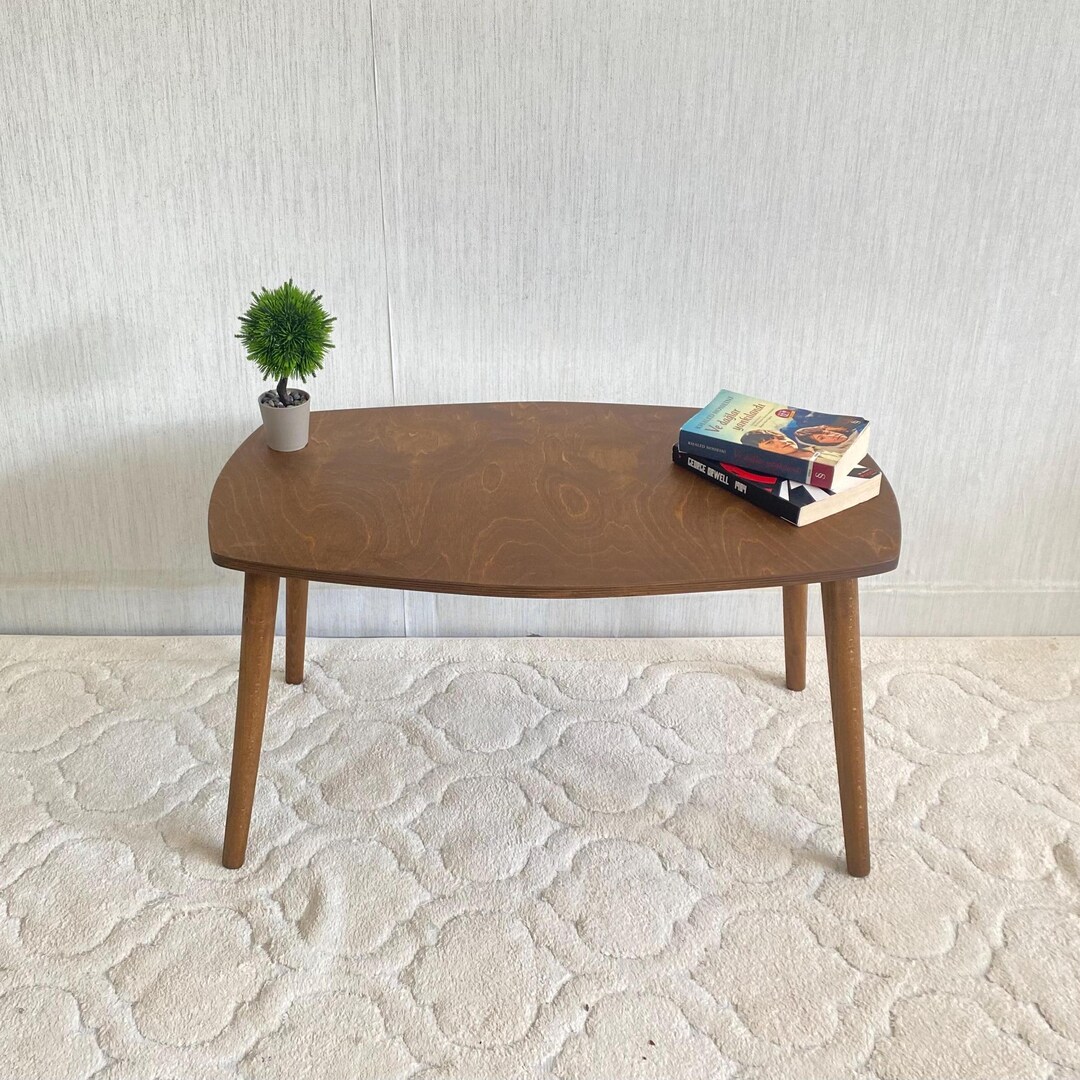 Wooden Modern Style Coffee Table, Small Living Room Coffee Table, Oval ...