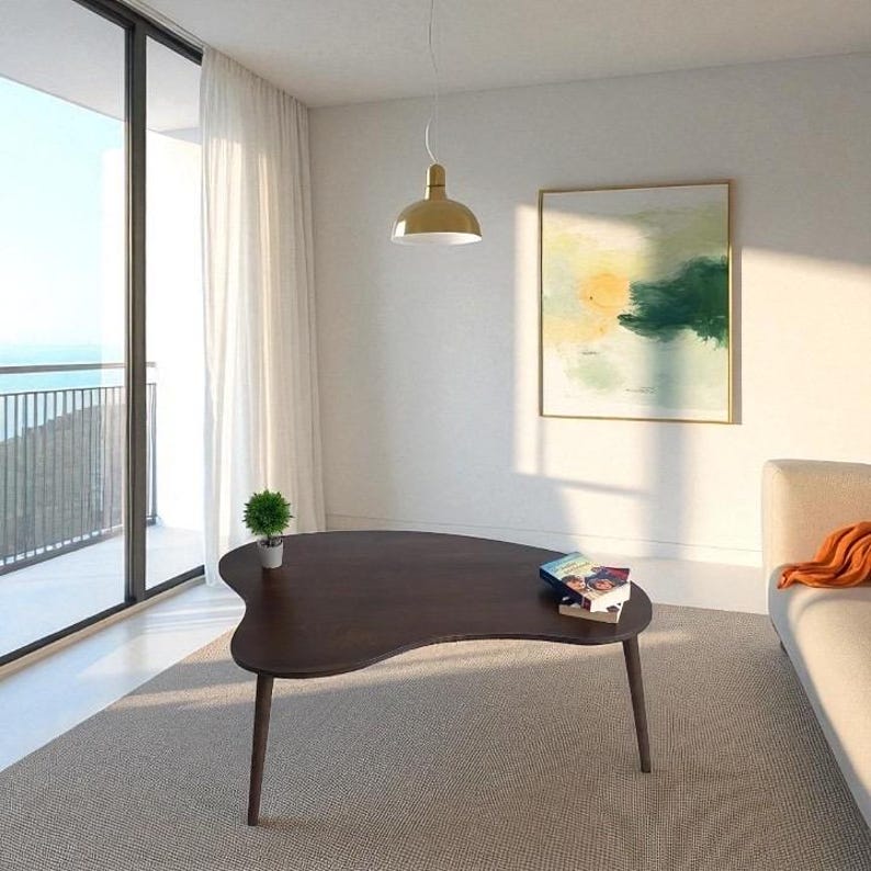 Modern Kidney Wood Coffee Table, Minimalist Tea Table - Etsy