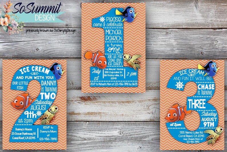 Nemo Invitations digital File Onlyhigh Quality JPEG - Etsy