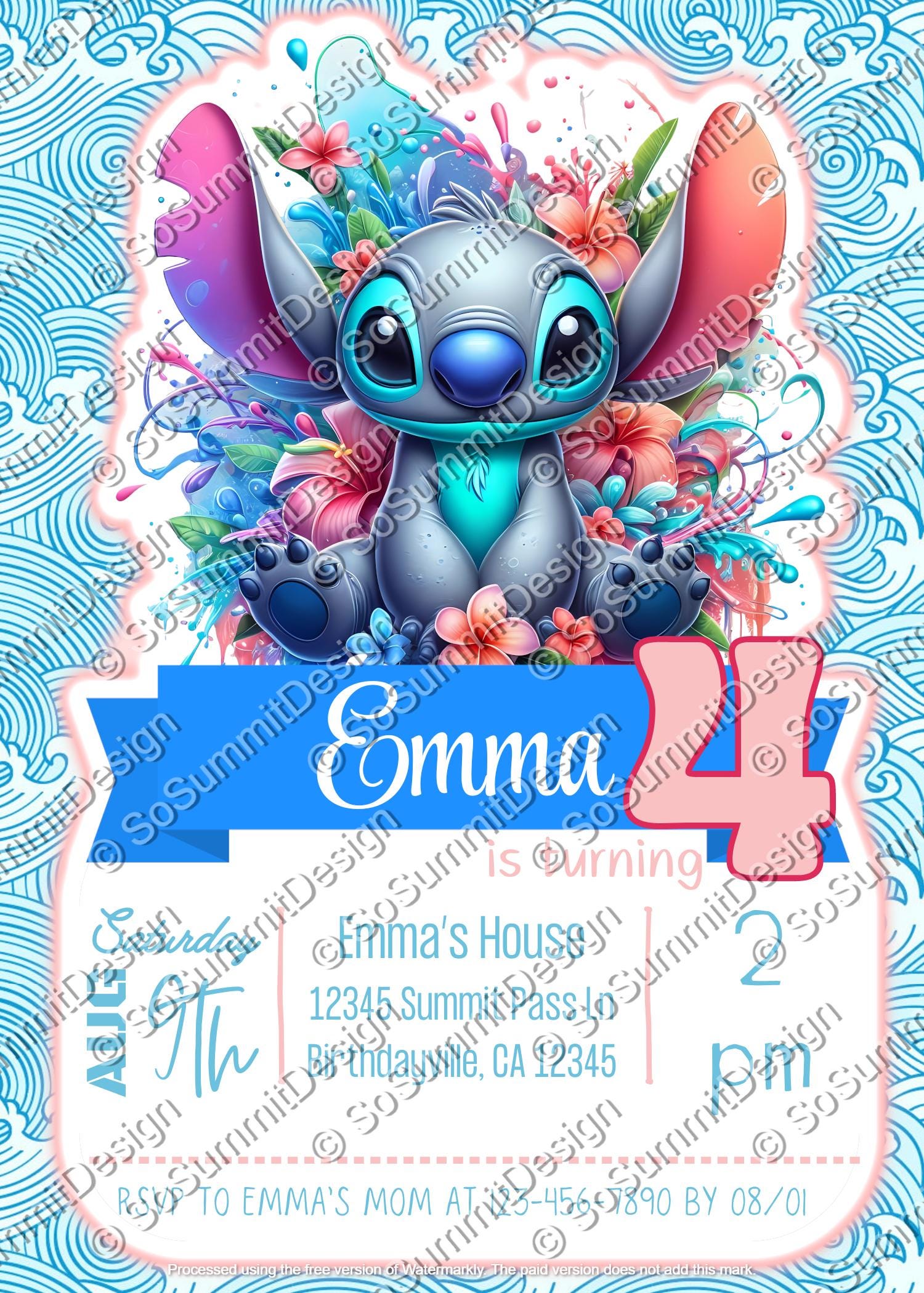 Editable Stitch Birthday Invitation, Stitch Birthday Invitations ...
