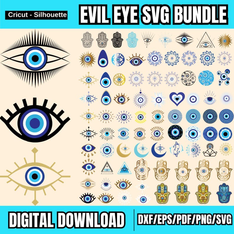 Paquete Evil Eye Svg, Evil Eye Png de alta calidad, Ojo Turco, Hamsa ...
