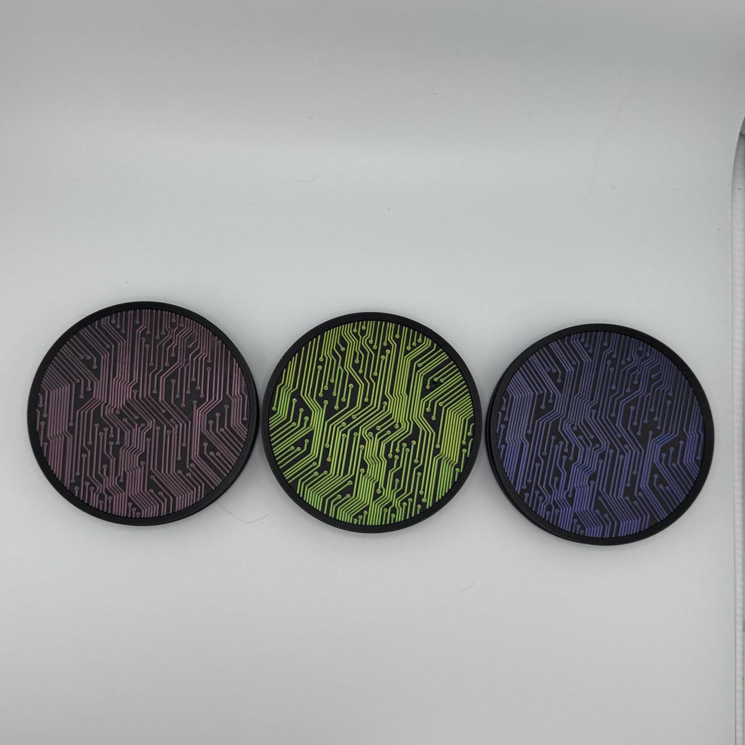 Stackable and Reversible Circuit Board Style Tabletop Coaster Set of 4 ...