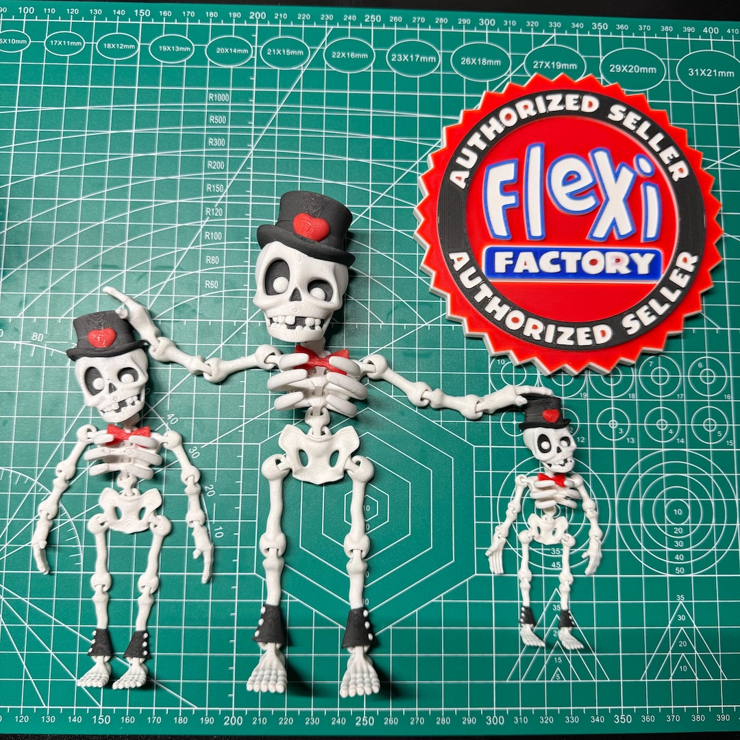 Flexi Factory Dapper Skeleton With Top Hat & Bow Tie - 3 Sizes Fully ...