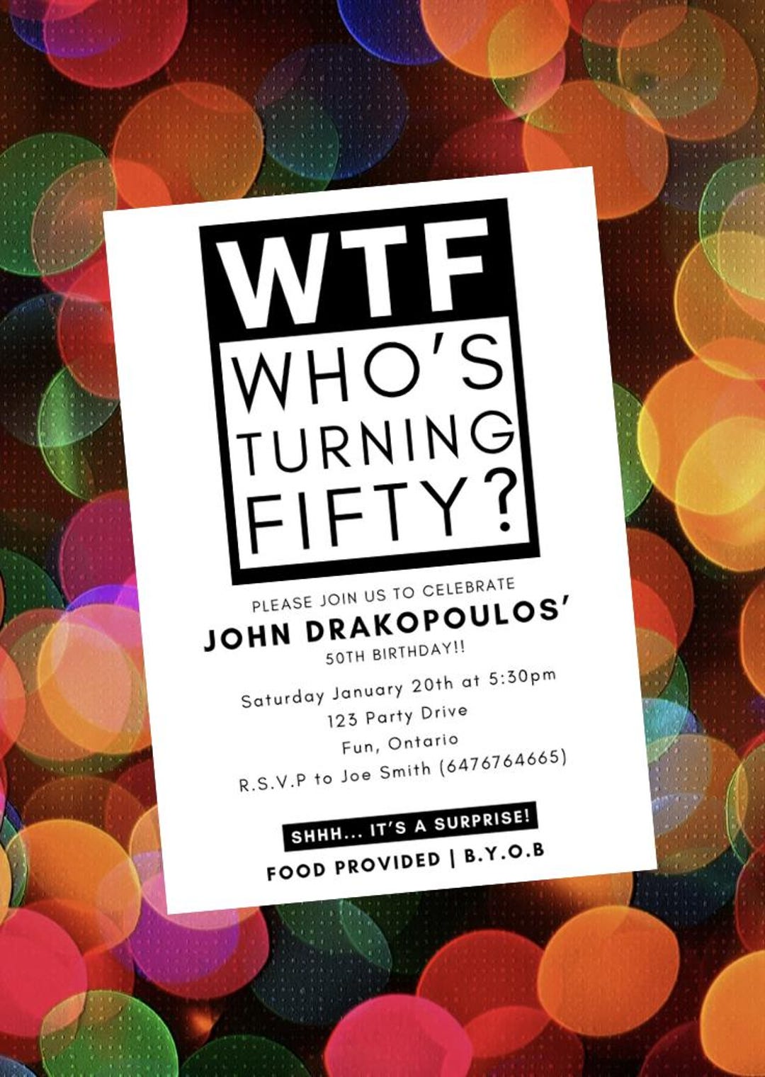 Printable and Electronic WTF Who is Turning Fifty Birthday Invitation ...