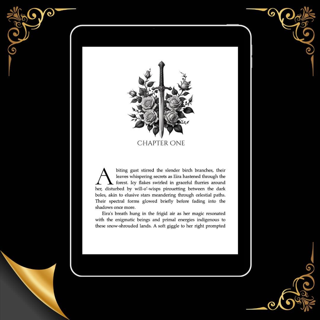 Elegant Canva Editable Chapter Headers | Sword and Roses Book Graphics ...