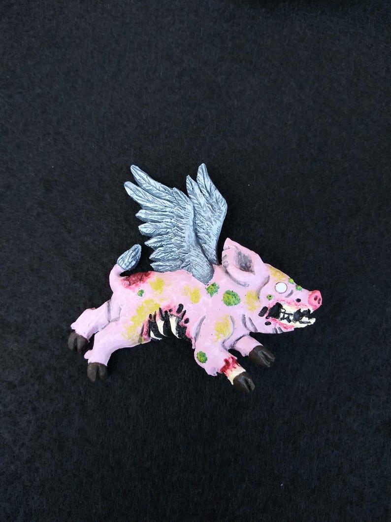 Flying Zombie Pig Pin - Etsy