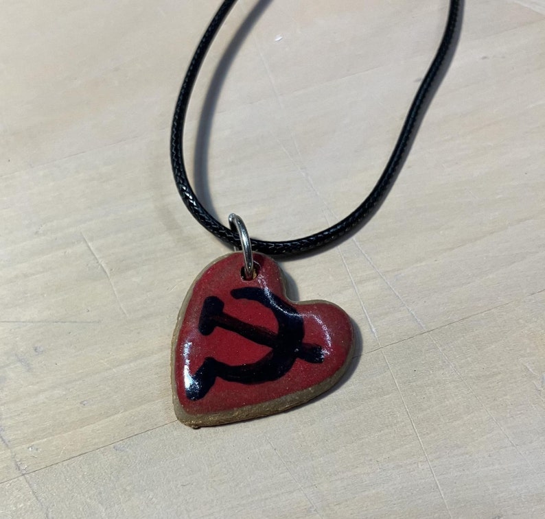 Hammer & Sickle Communist Ceramic Heart Pendant Necklace - Etsy