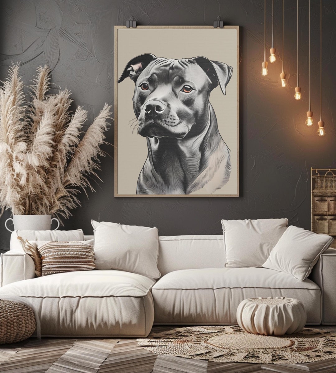 Bold Staffordshire Bull Terrier Canvas Art, Dog Wall Canvas Art, Pet ...