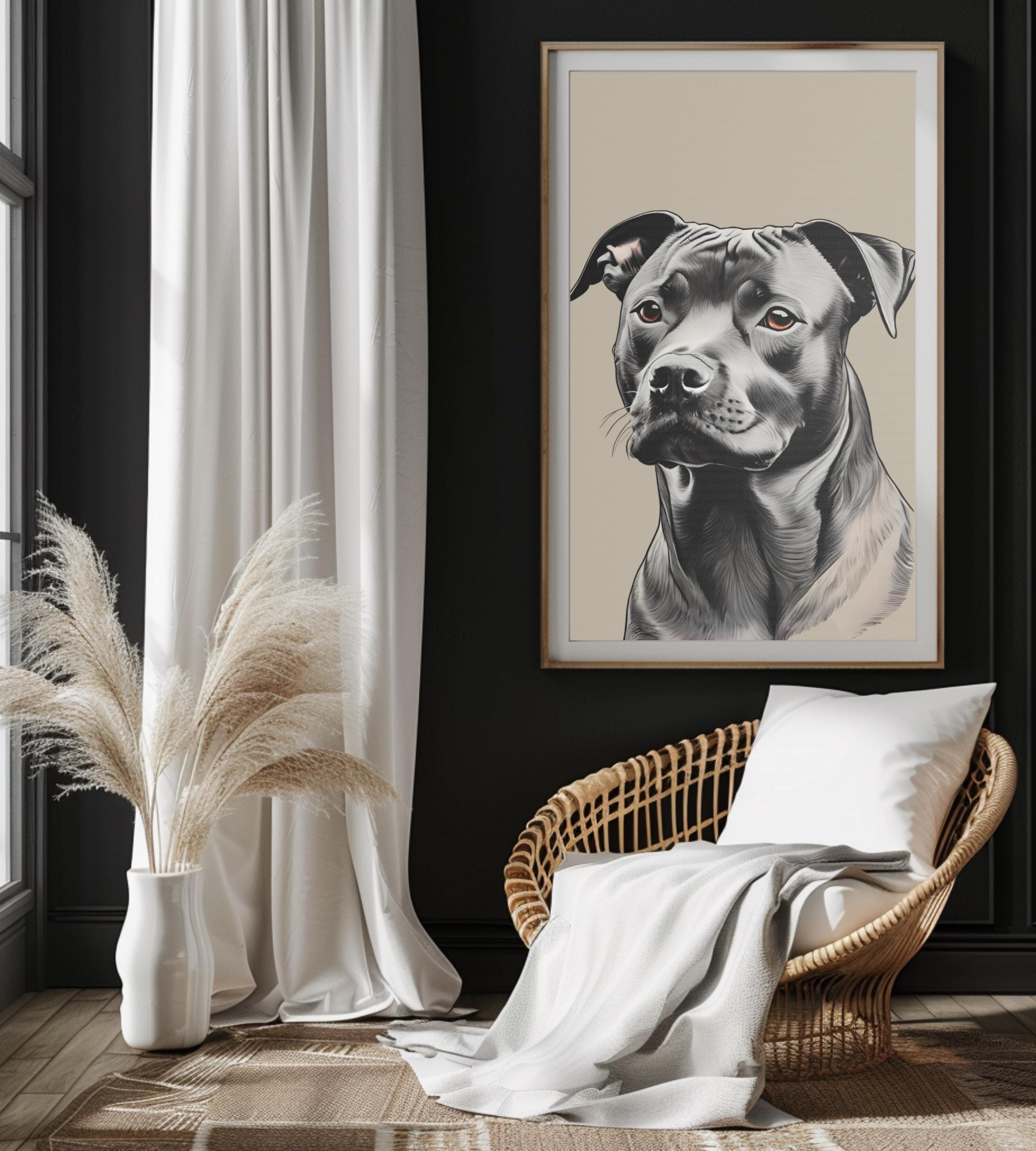 Bold Staffordshire Bull Terrier Canvas Art, Dog Wall Canvas Art, Pet ...
