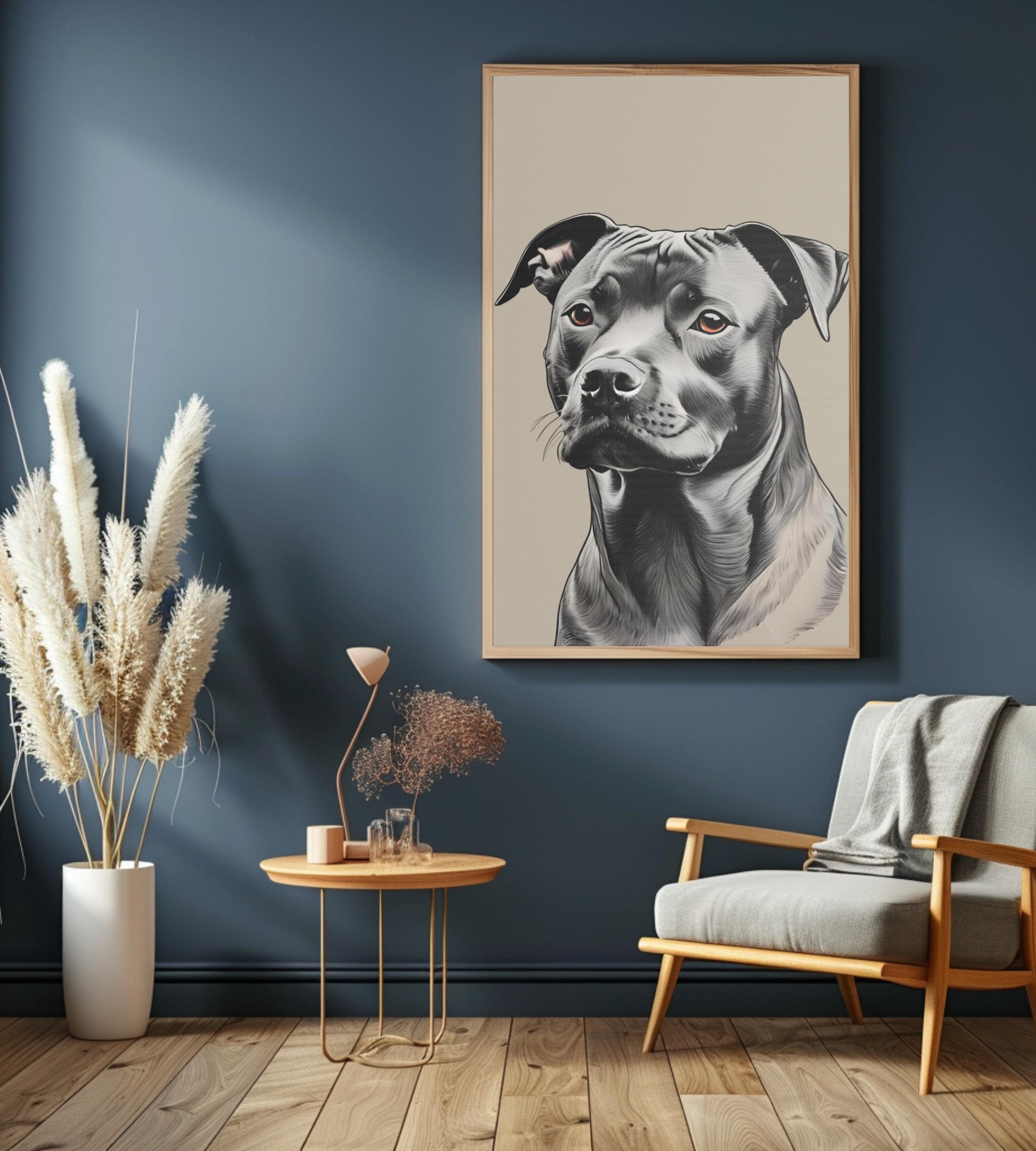Bold Staffordshire Bull Terrier Canvas Art, Dog Wall Canvas Art, Pet ...