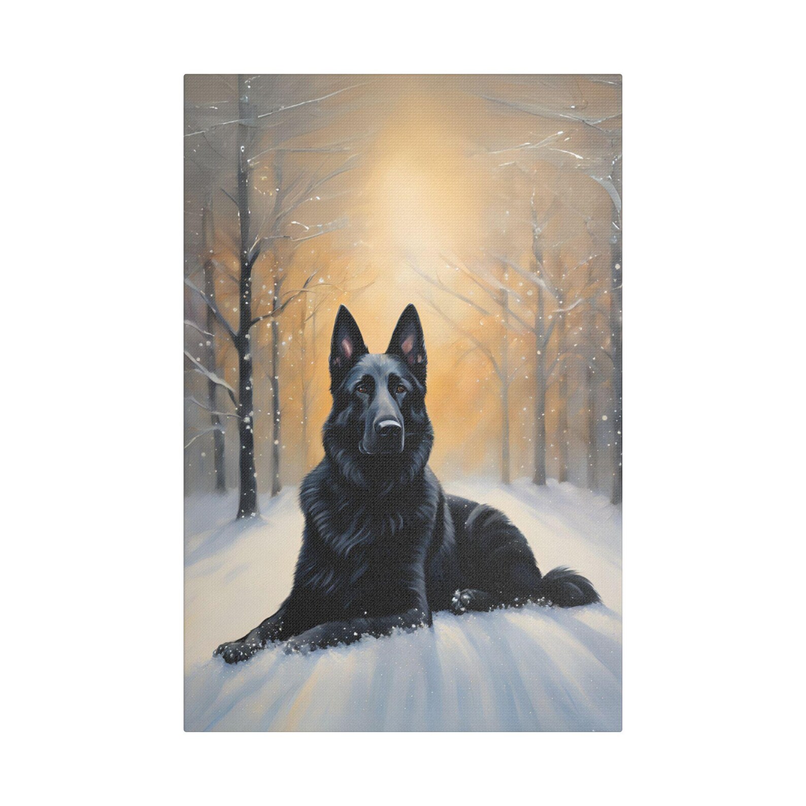 Black German Shepherd Snowscape Canvas: Dog Lover Wall Art - Etsy